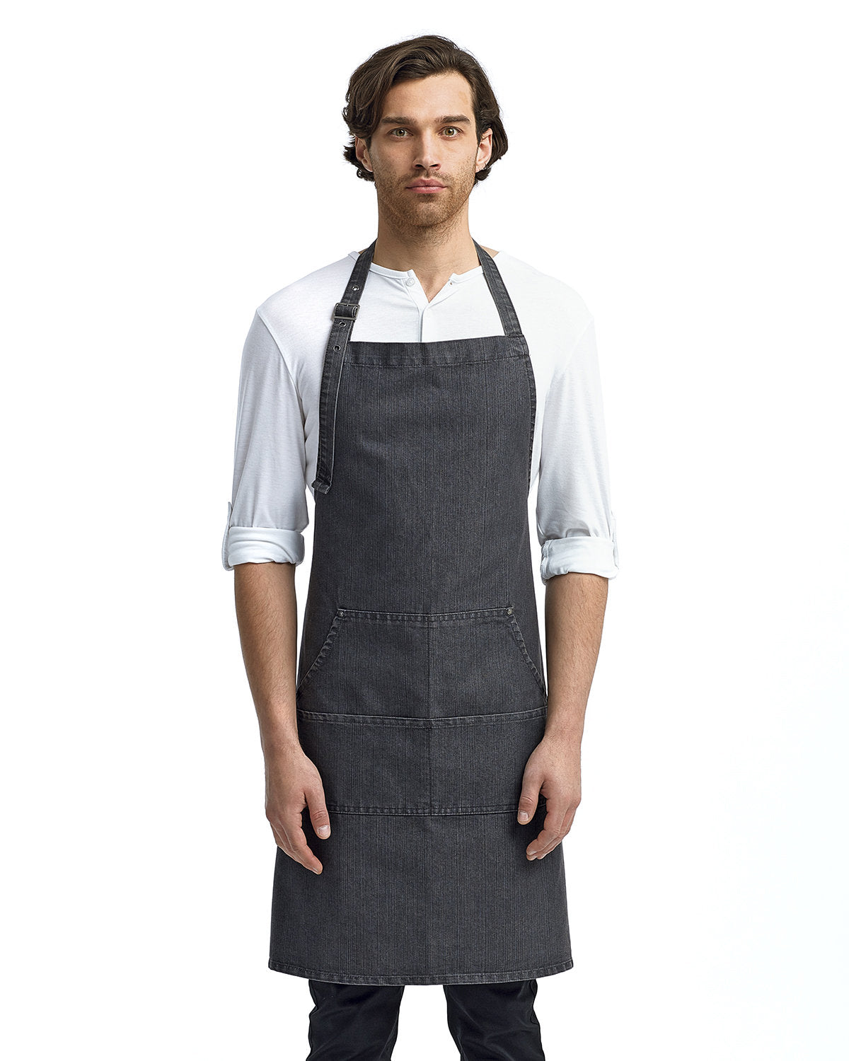 Denim Stitch Bib Apron- Black – Chef's Roll Apparel